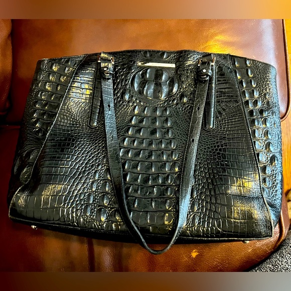 Brahmin | Bags | Large Brahmin Crocodile Tote In Black | Poshmark
